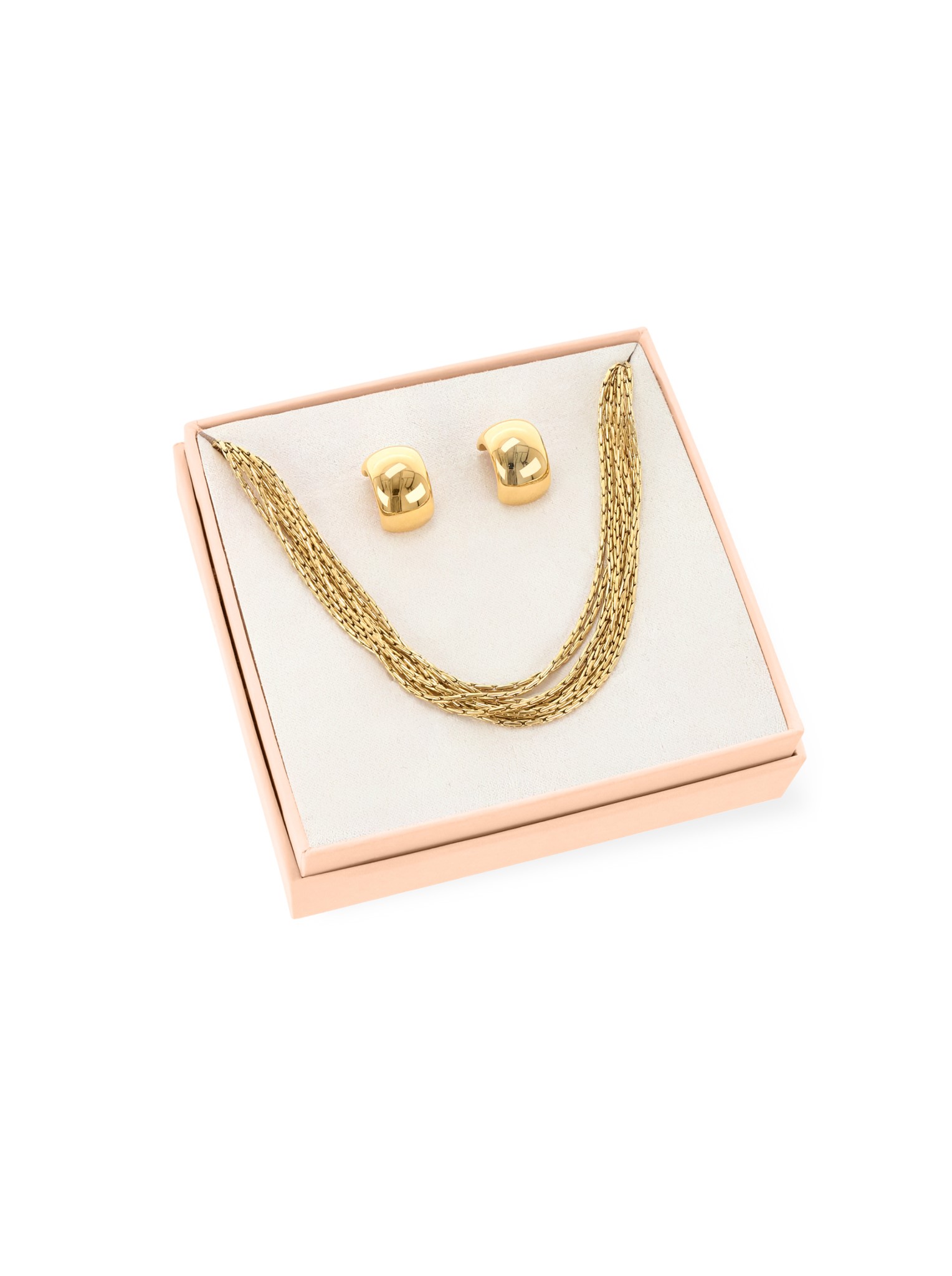 Conjunto One Dourado Summer Party Colar Multifios + 1/2 Argolas ...